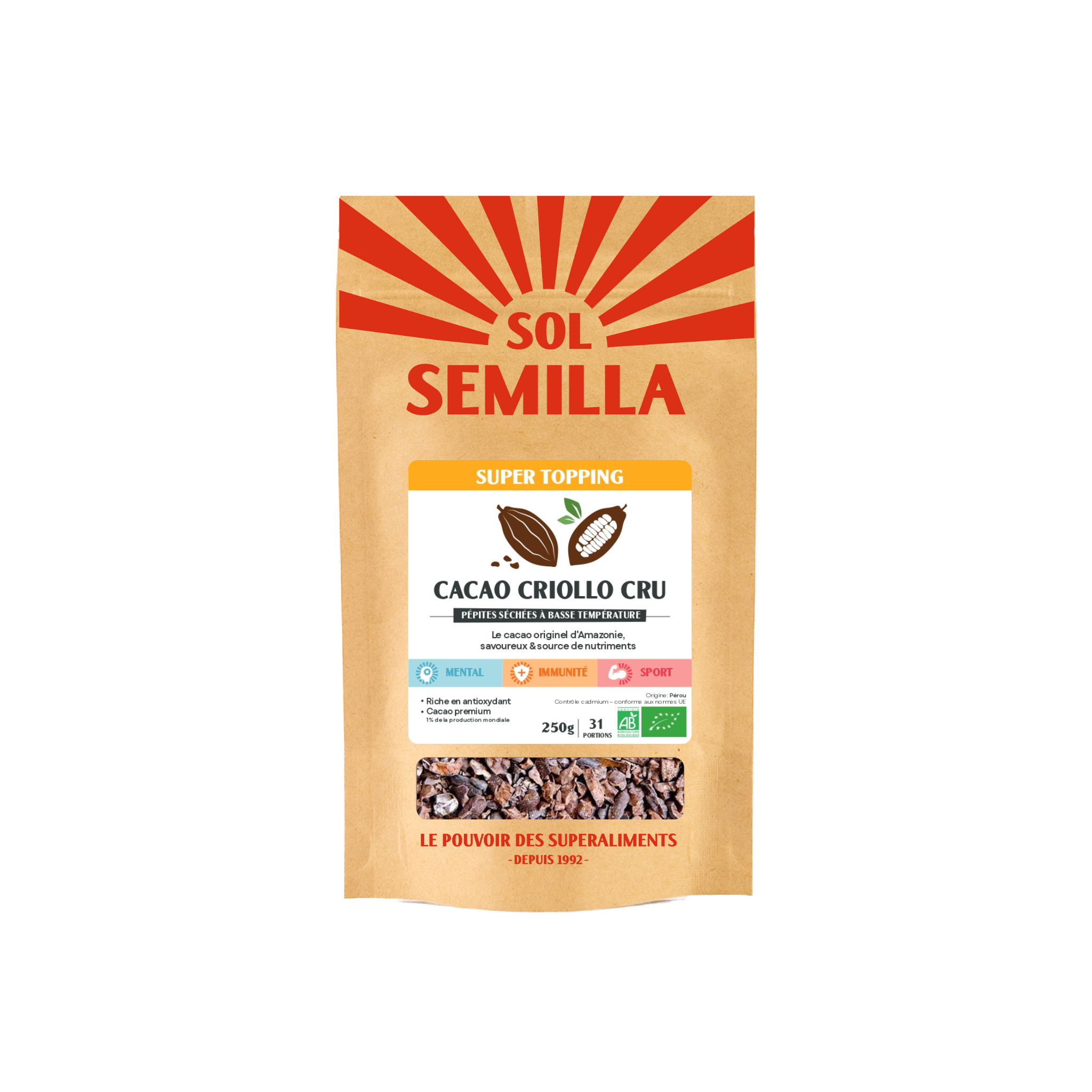 Organic Raw Criollo Cacao in Nuggets - Sol Semilla